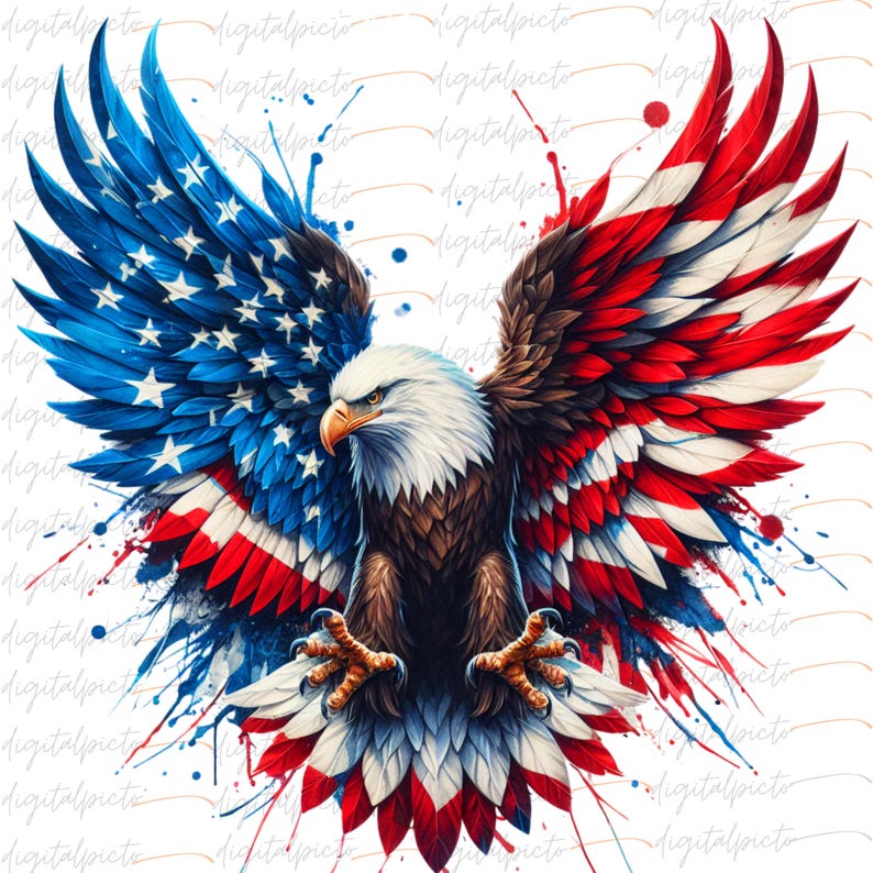 Vintage Patriotic Eagle SVG, PNG Sublimation Clipart - American Flag ...