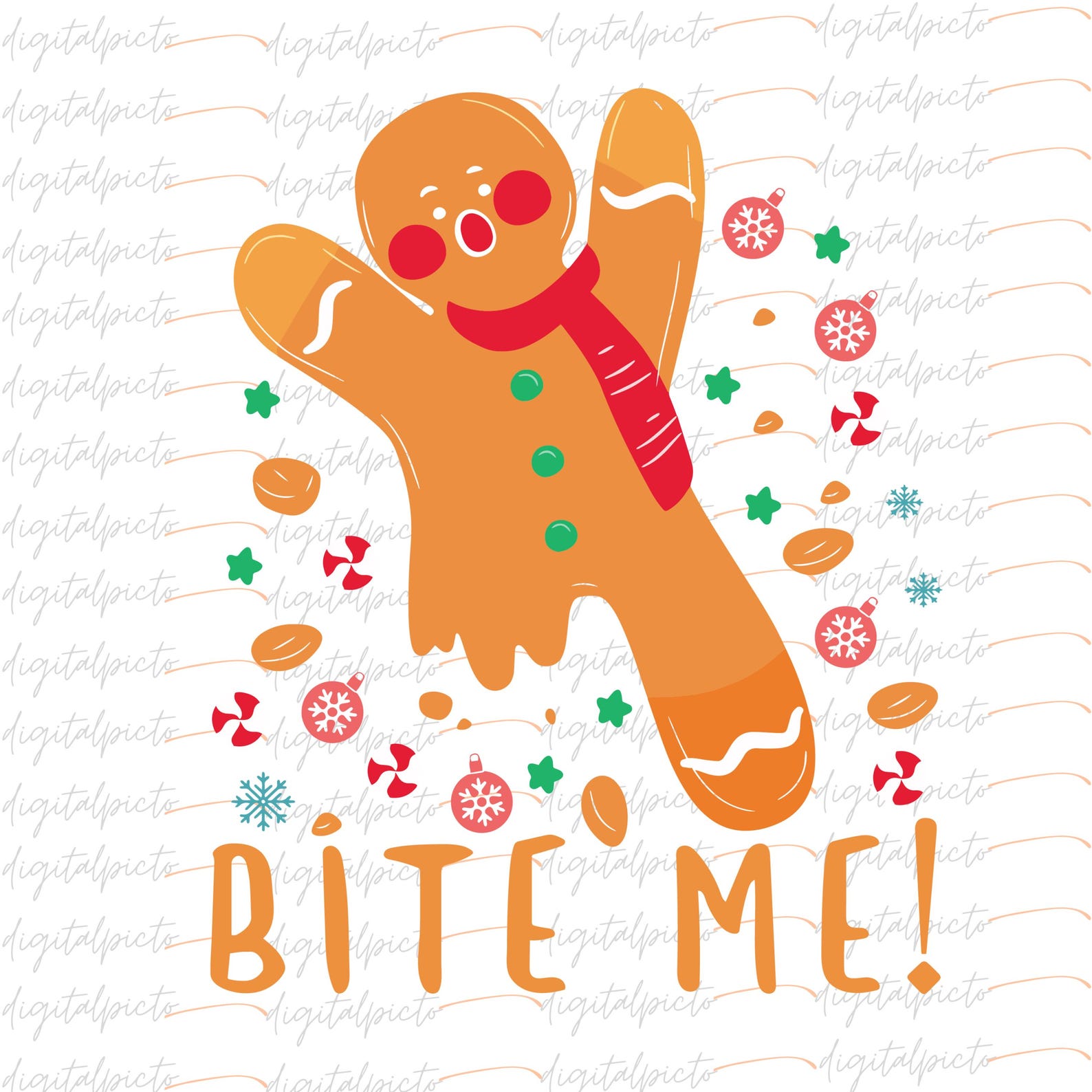 Funny Gingerbread Man "bite Me!" Christmas PNG– Festive Holiday Design ...