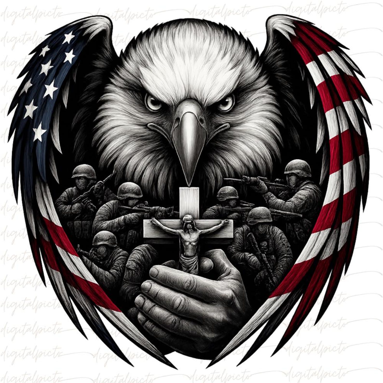 American Eagle Cross PNG, Clipart, Sublimation – Bald Eagle, Soldiers ...