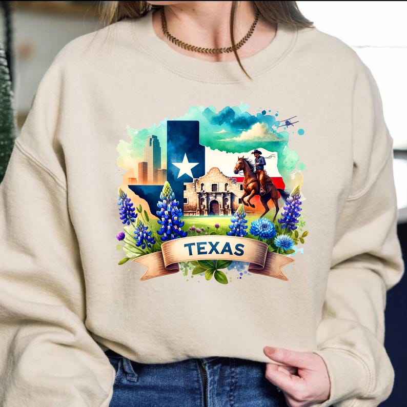 Texas Lone Star Landscape PNG - Cowboy and Alamo Sublimation Art - Etsy