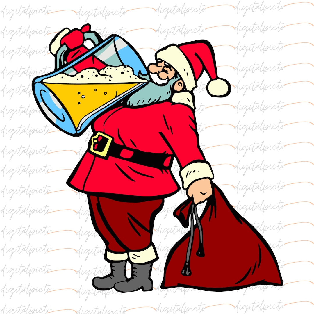 Beer-loving Santa PNG | Festive Santa Drinking Beer Holiday Design - Etsy