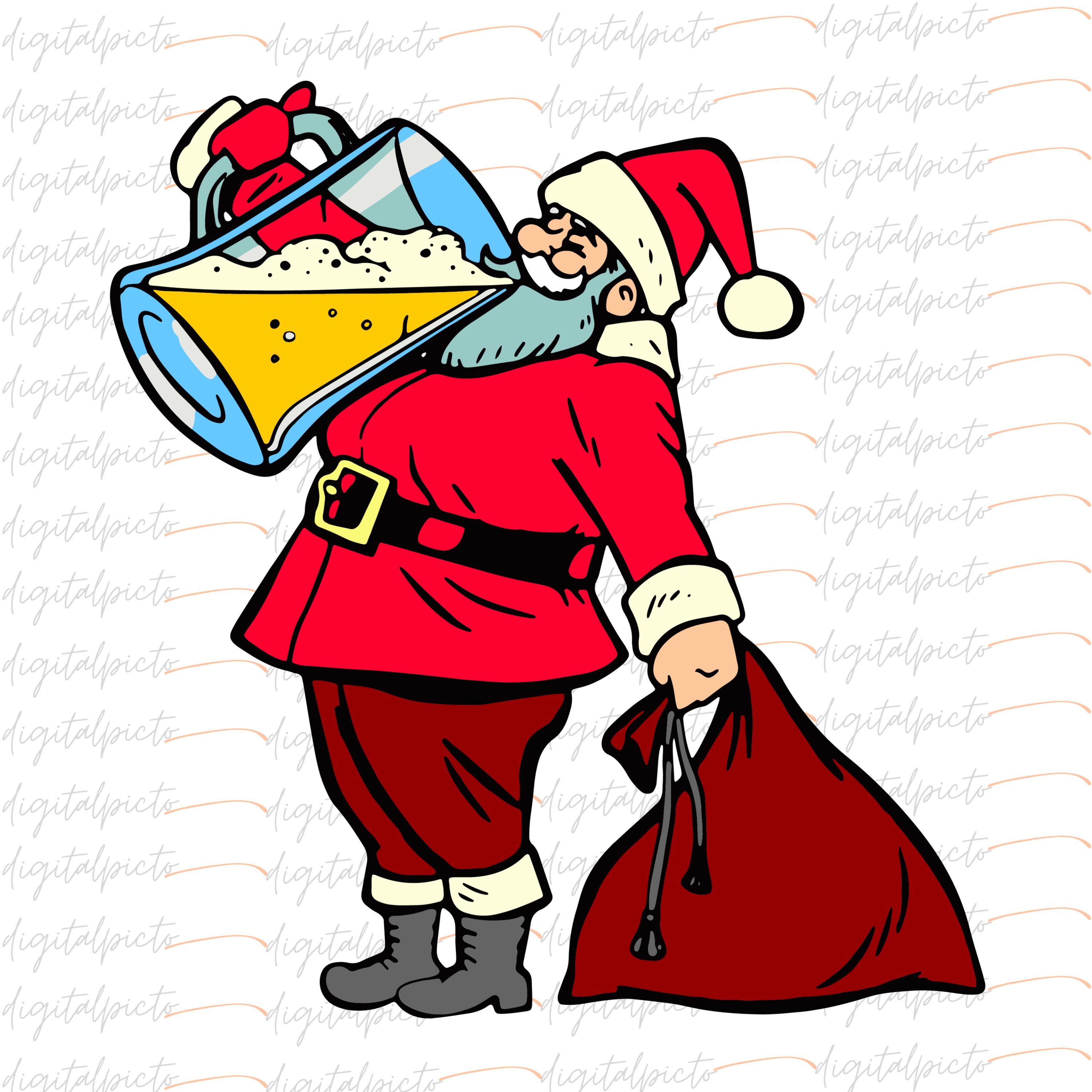 Beer-loving Santa PNG | Festive Santa Drinking Beer Holiday Design - Etsy