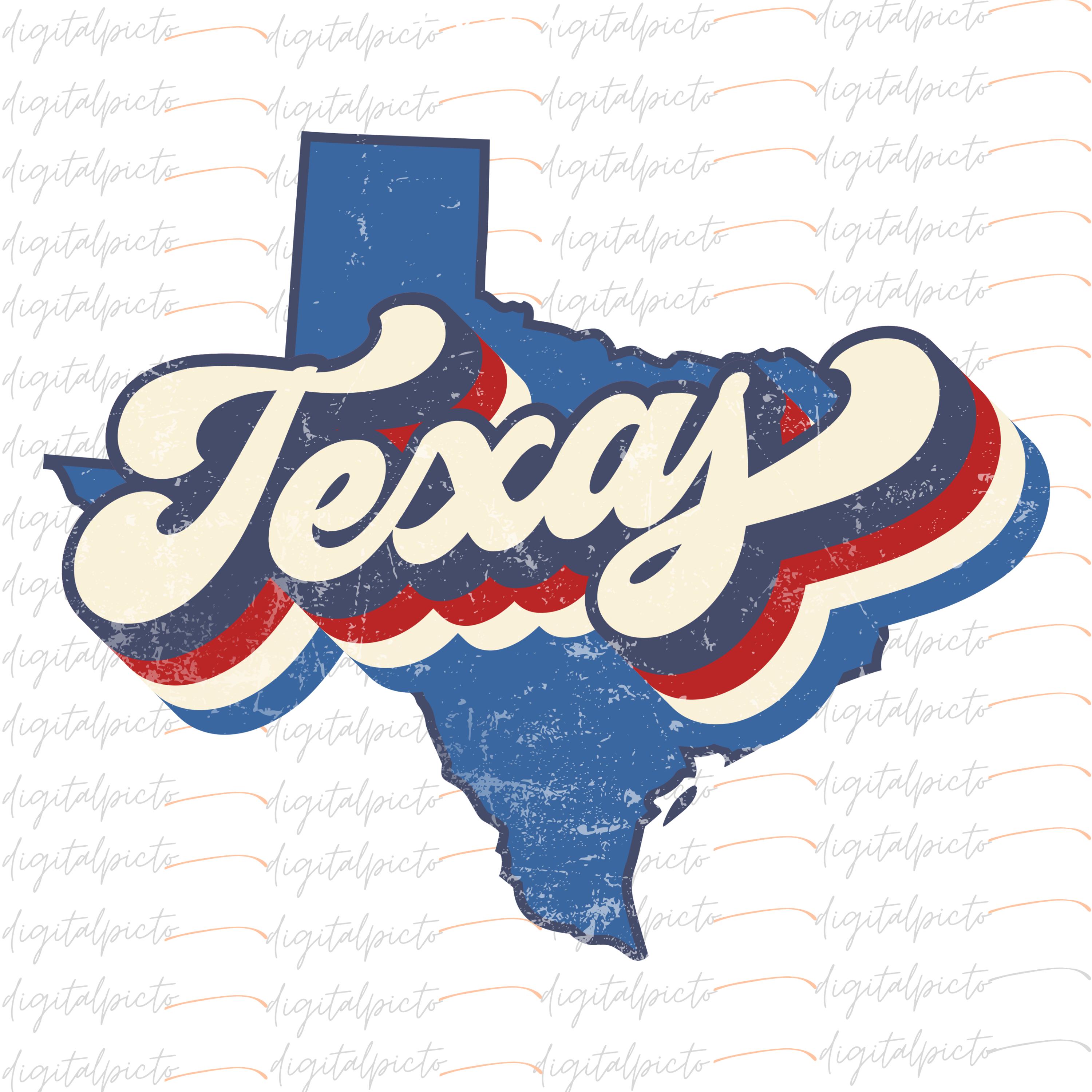 Vintage Texas Script Design PNG Retro Patriotic Clipart Sublimation - Etsy