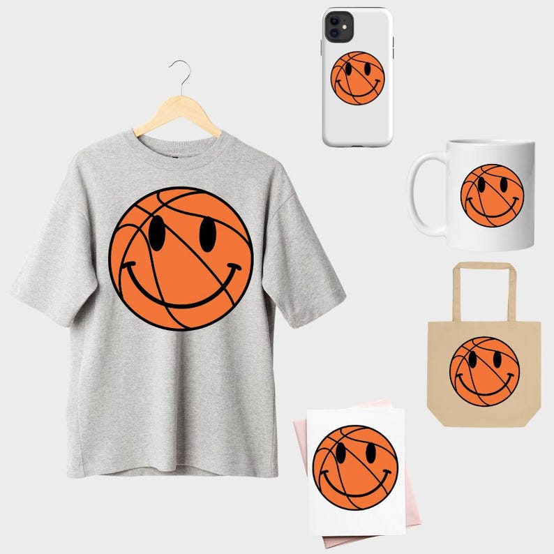 Smiley Basketball PNG – Fun Happy Face Sports Sublimation Design for ...