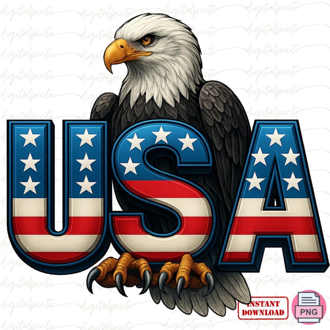 USA Letters With Bald Eagle PNG, Patriotic Sublimation Design for 4th ...