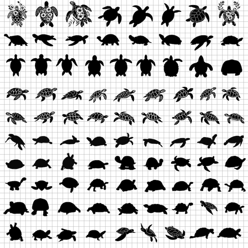 100+ Turtle Silhouette PNG Bundle | Sea Turtle Clipart | Ocean Animal ...