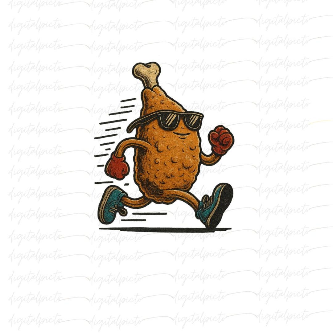 Cool Running Fried Chicken PNG – Retro Food With Sunglasses for Funny ...
