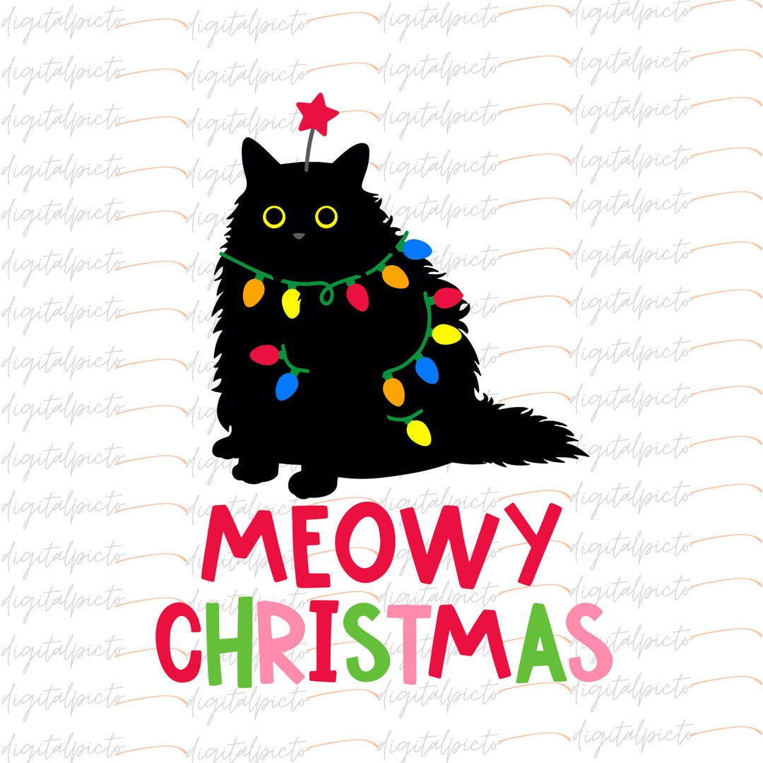 Meowy Christmas Cat Lights Digital Art – Festive Holiday PNG - Etsy
