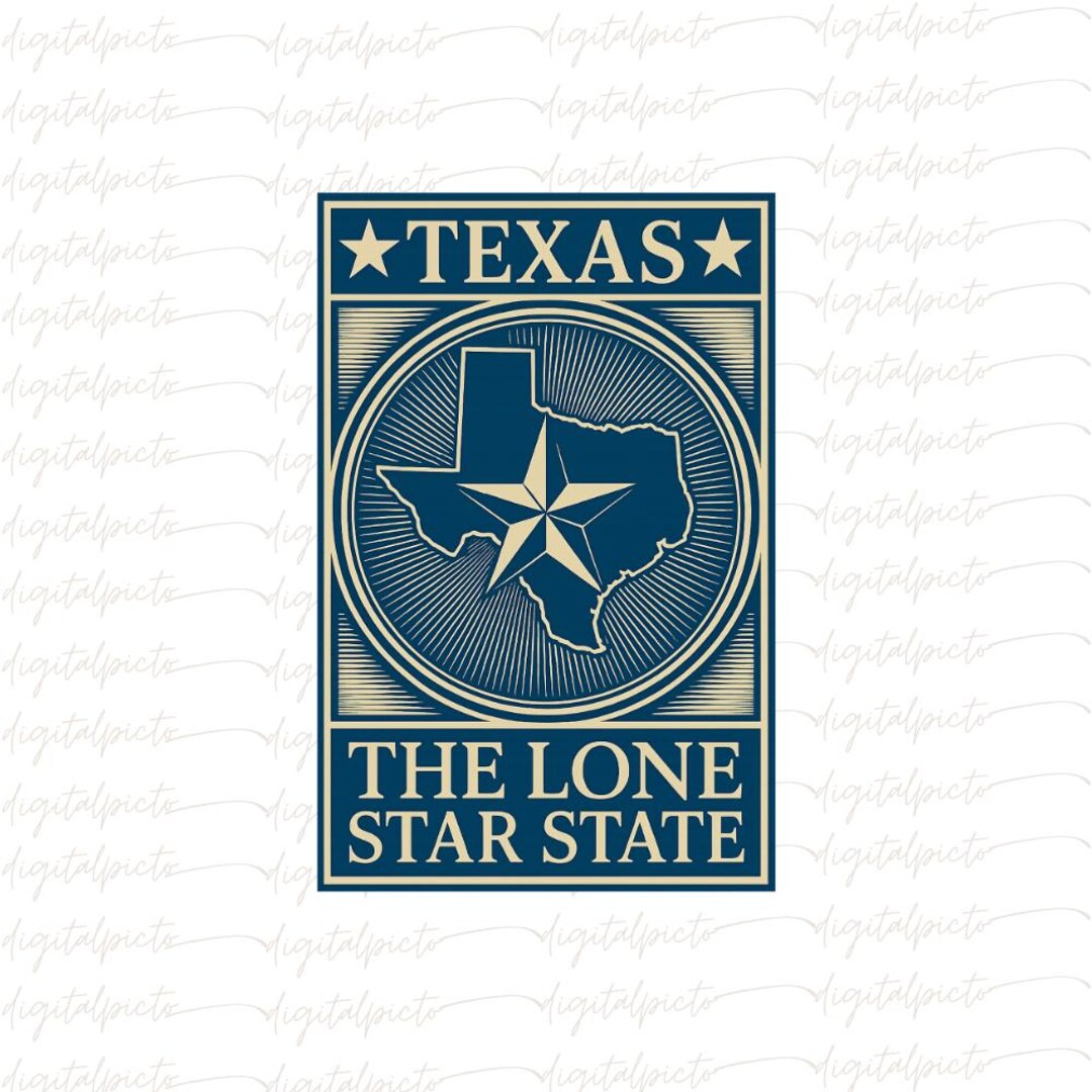 Texas Lone Star State PNG – Vintage Badge Emblem – Navy & Cream Clipart ...