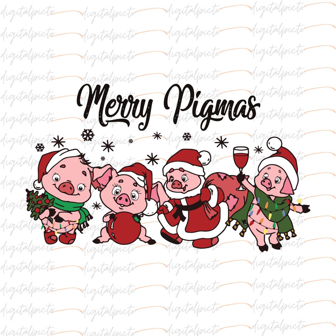 Merry Pigmas Festive Pig Christmas PNG - Etsy