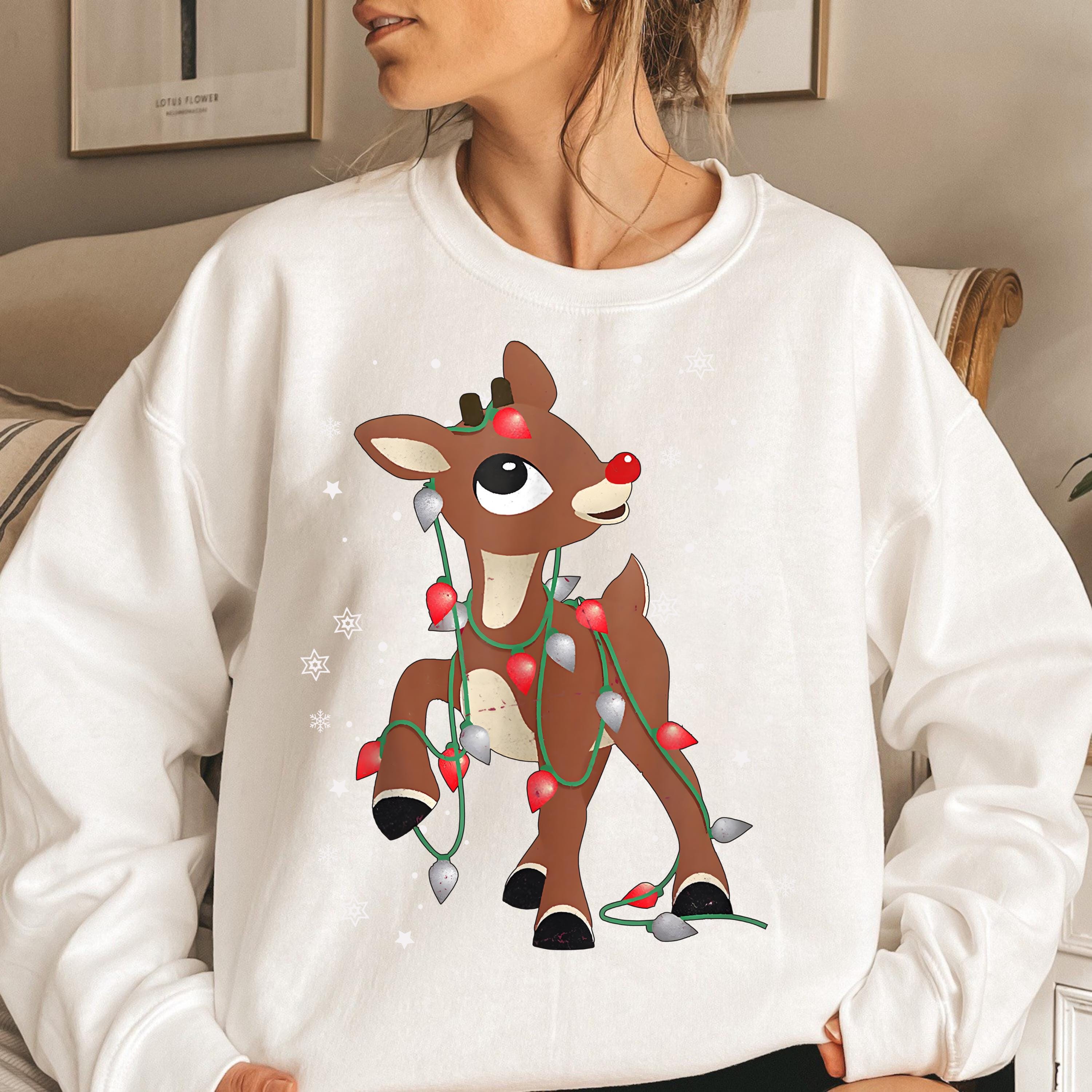 Festive Rudolph | Christmas Lights & Snowflakes - Etsy