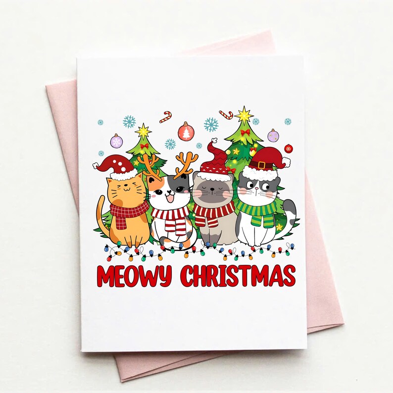 Meowy Christmas Cat Group Design Digital Art – Festive Holiday PNG - Etsy