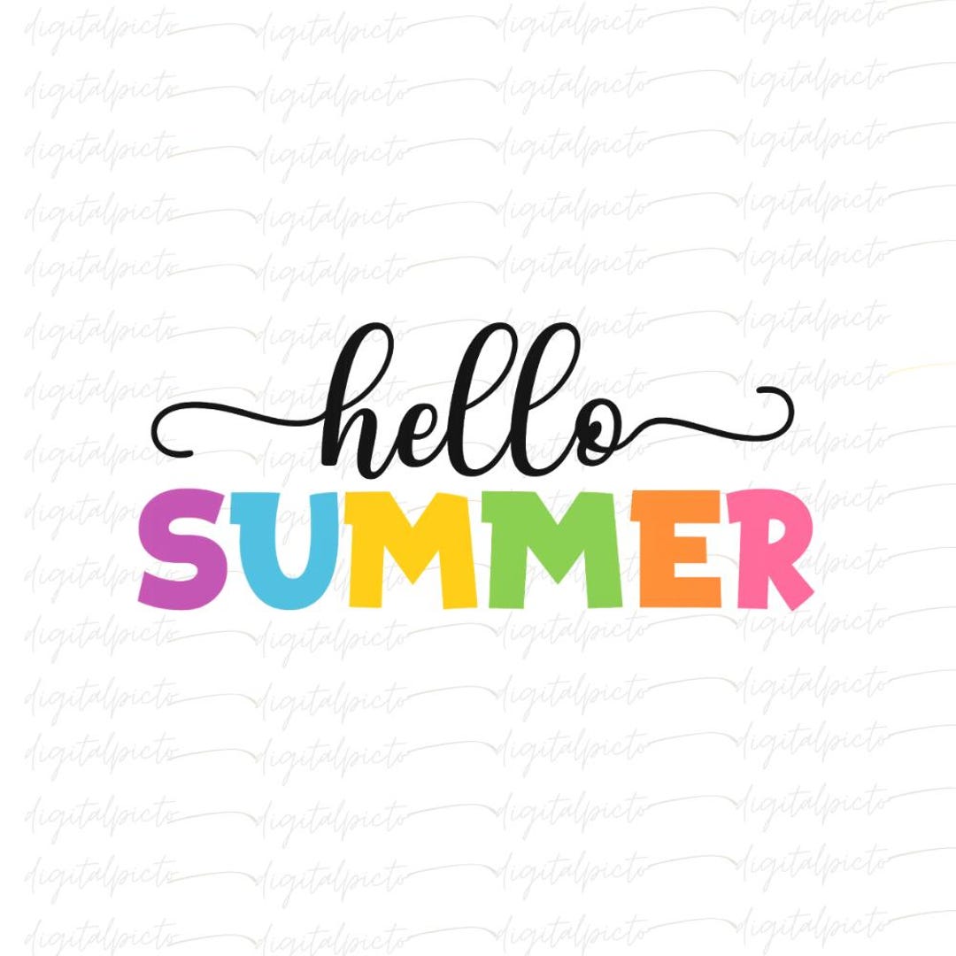 Hello Summer PNG – Bright Rainbow Typography Sublimation Design for T ...
