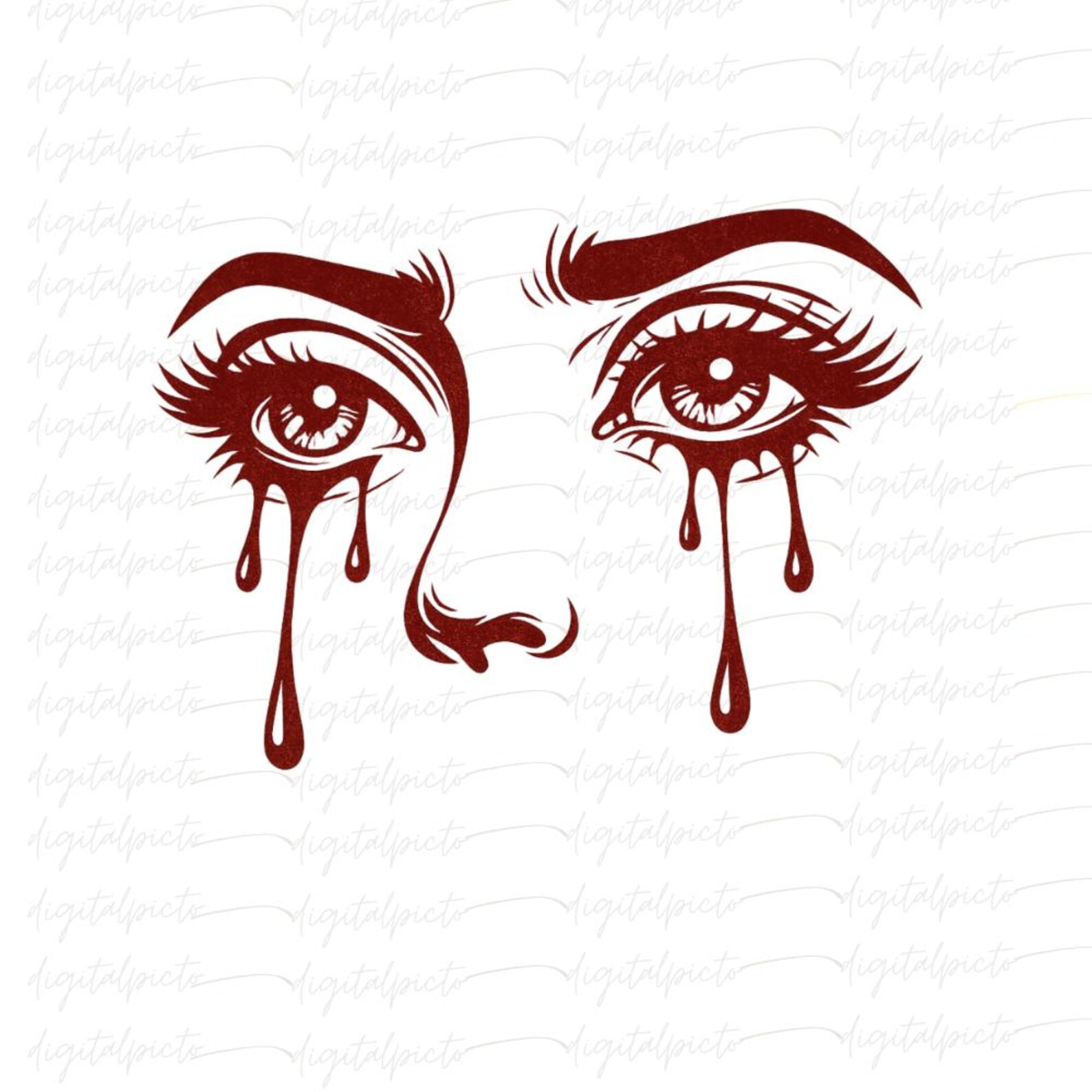 Crying Eyes PNG – Gothic Dripping Tears Eye Illustration for ...