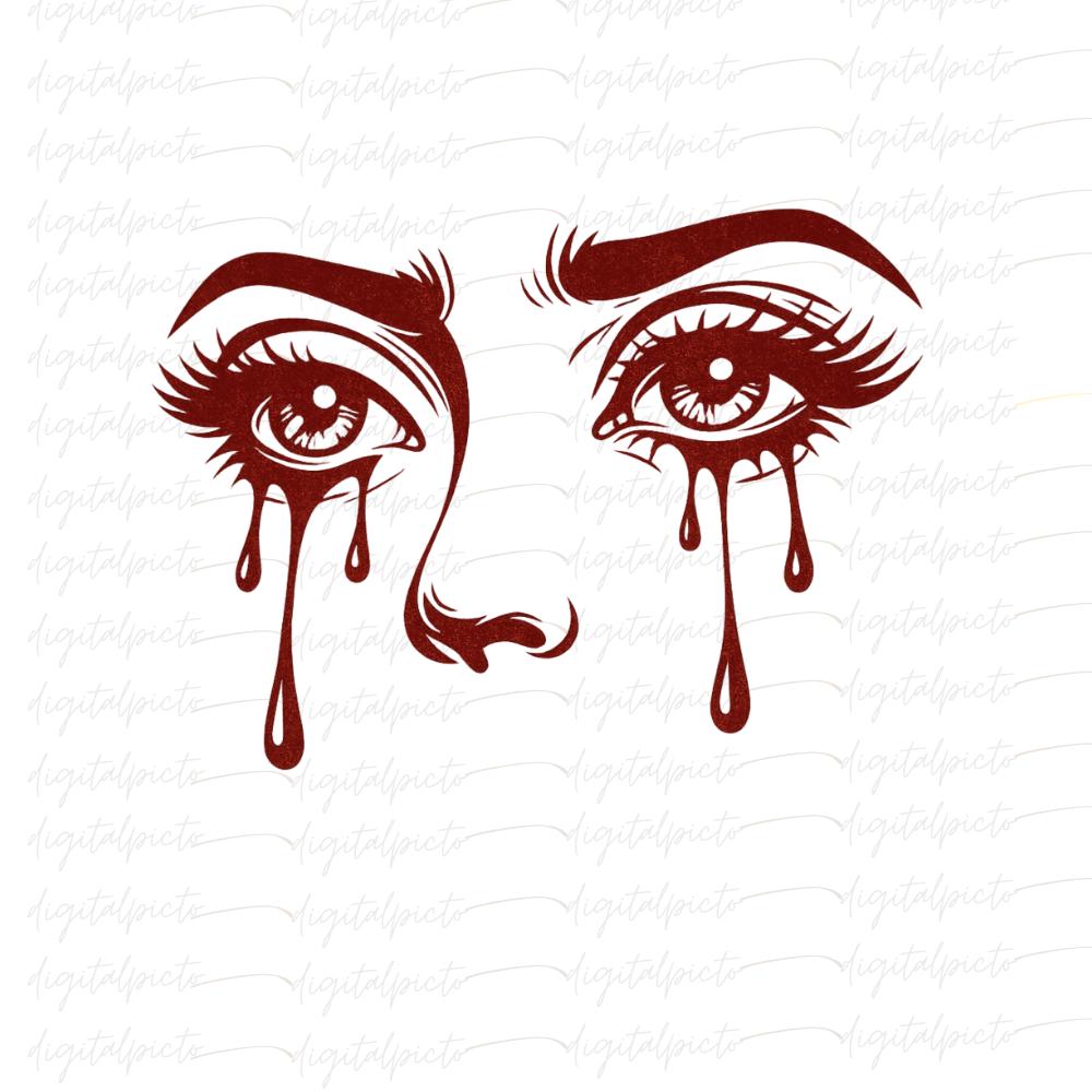 Crying Eyes PNG – Gothic Dripping Tears Eye Illustration for ...