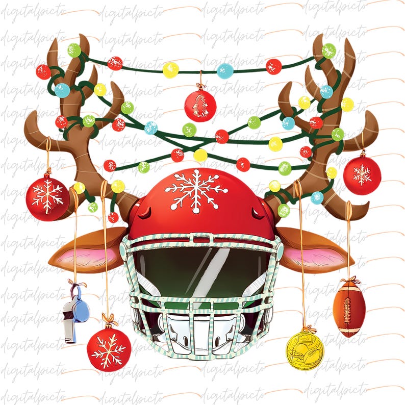 Christmas Football Helmet Sublimation PNG, Holiday Sports Clipart ...