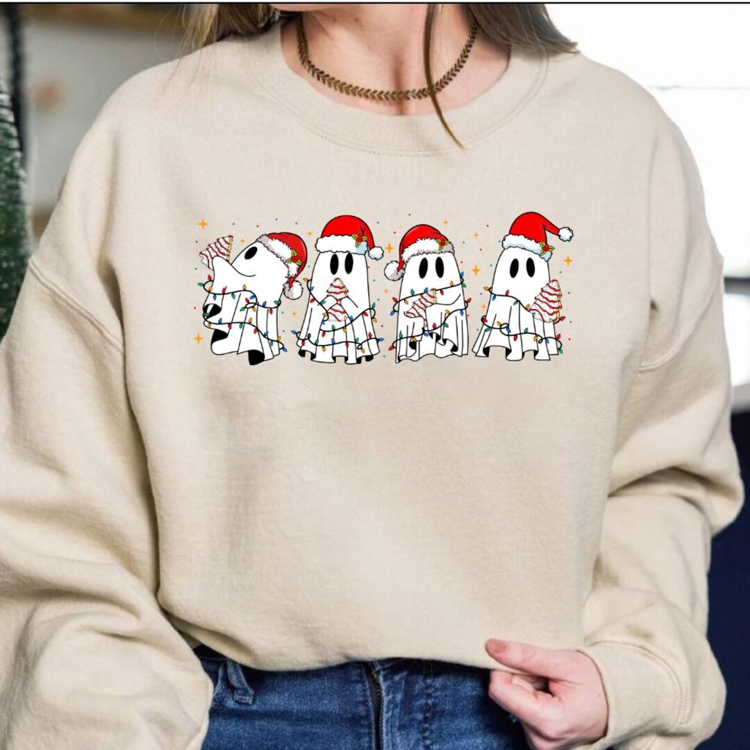 Christmas Ghosts PNG File, Festive Holiday Ghost Design, Cute Christmas ...