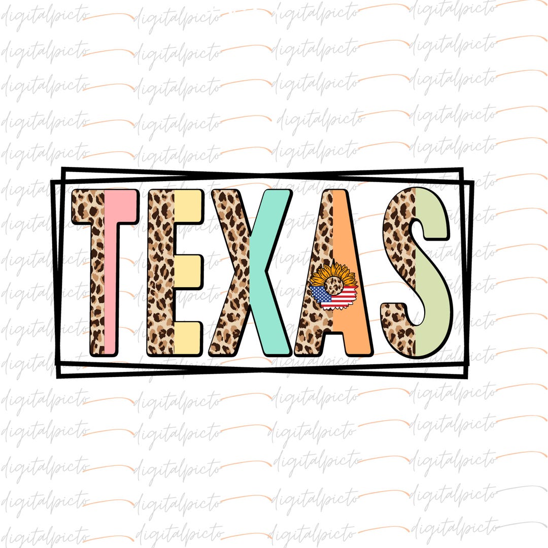 Vintage Leopard Print Texas Letters PNG - Etsy