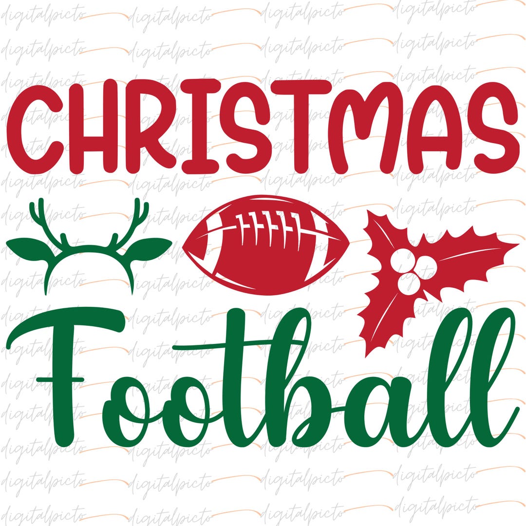 Christmas Football PNG, Holiday Reindeer and Holly Design - Etsy