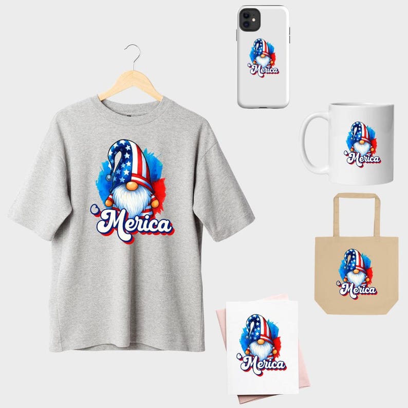 Patriotic Gnome 'merica PNG | 4th of July Sublimation Design | American ...