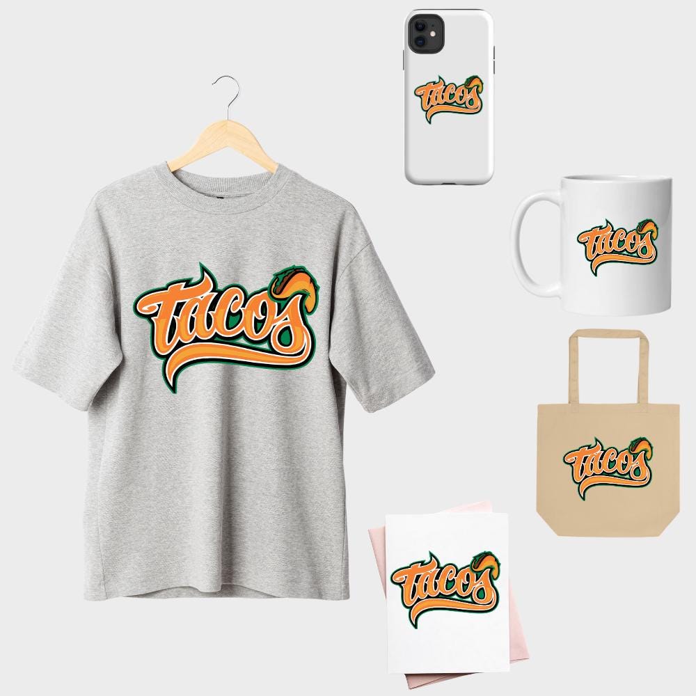 Tacos PNG – Bold Hand-lettered Script With Taco Graphic for Sublimation ...