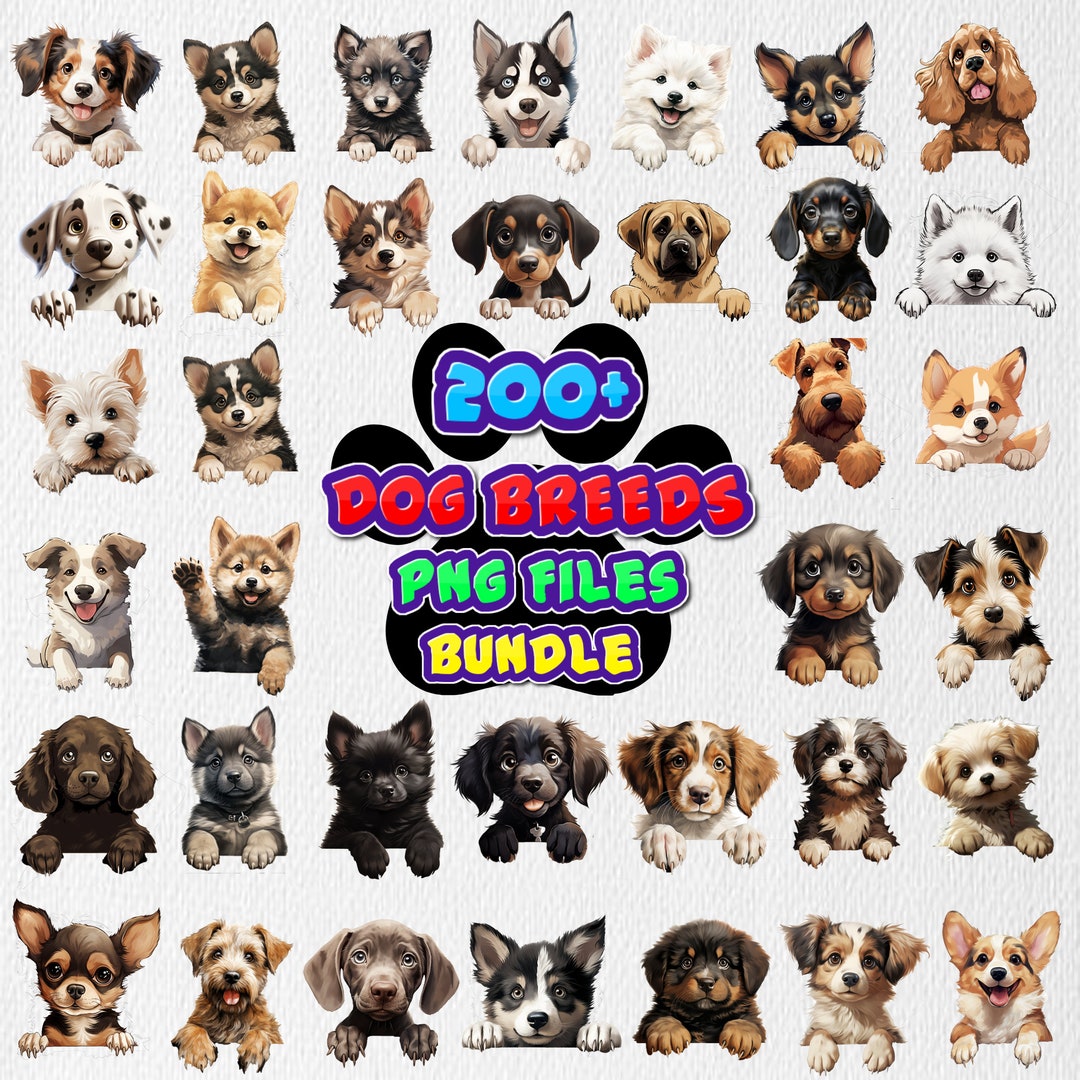 200+ Peeking Dog Breed PNG Mega Bundle Peeking Dog Bundle Watercolor ...