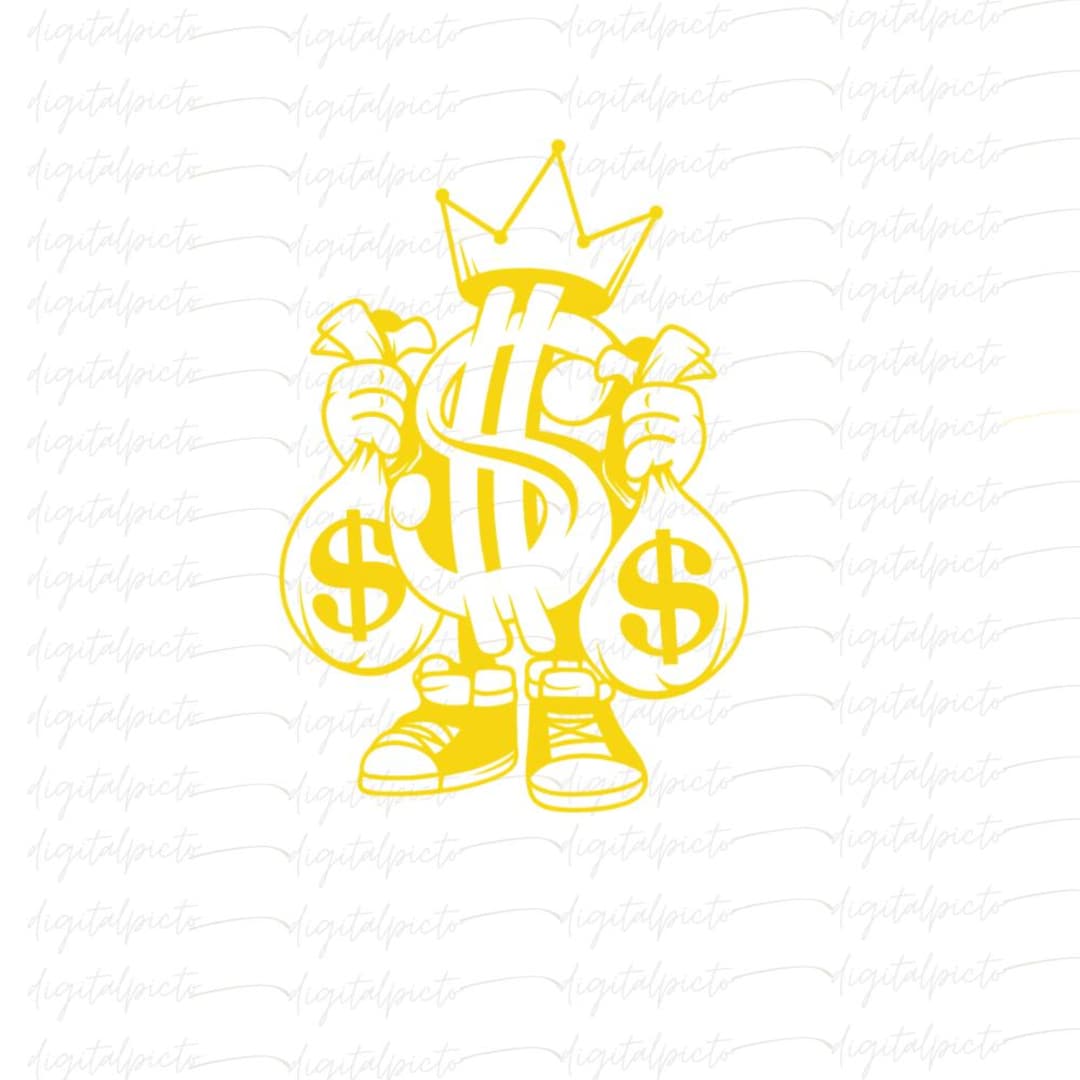 Money King PNG – Crowned Dollar Sign Character With Cash Bags in Bold ...