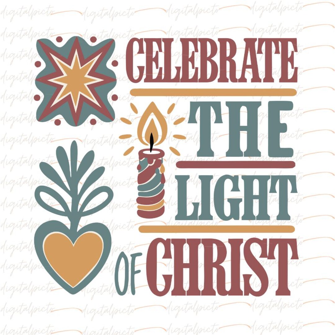 Celebrate the Light of Christ PNG Retro Christmas Faith-based Candle ...