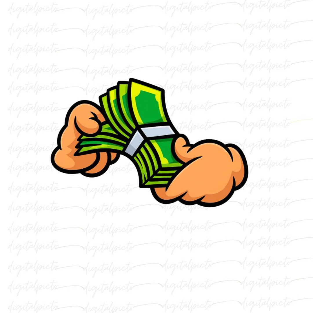 Money Hand-off PNG – Cartoon Hands Holding Green Cash Stack for ...