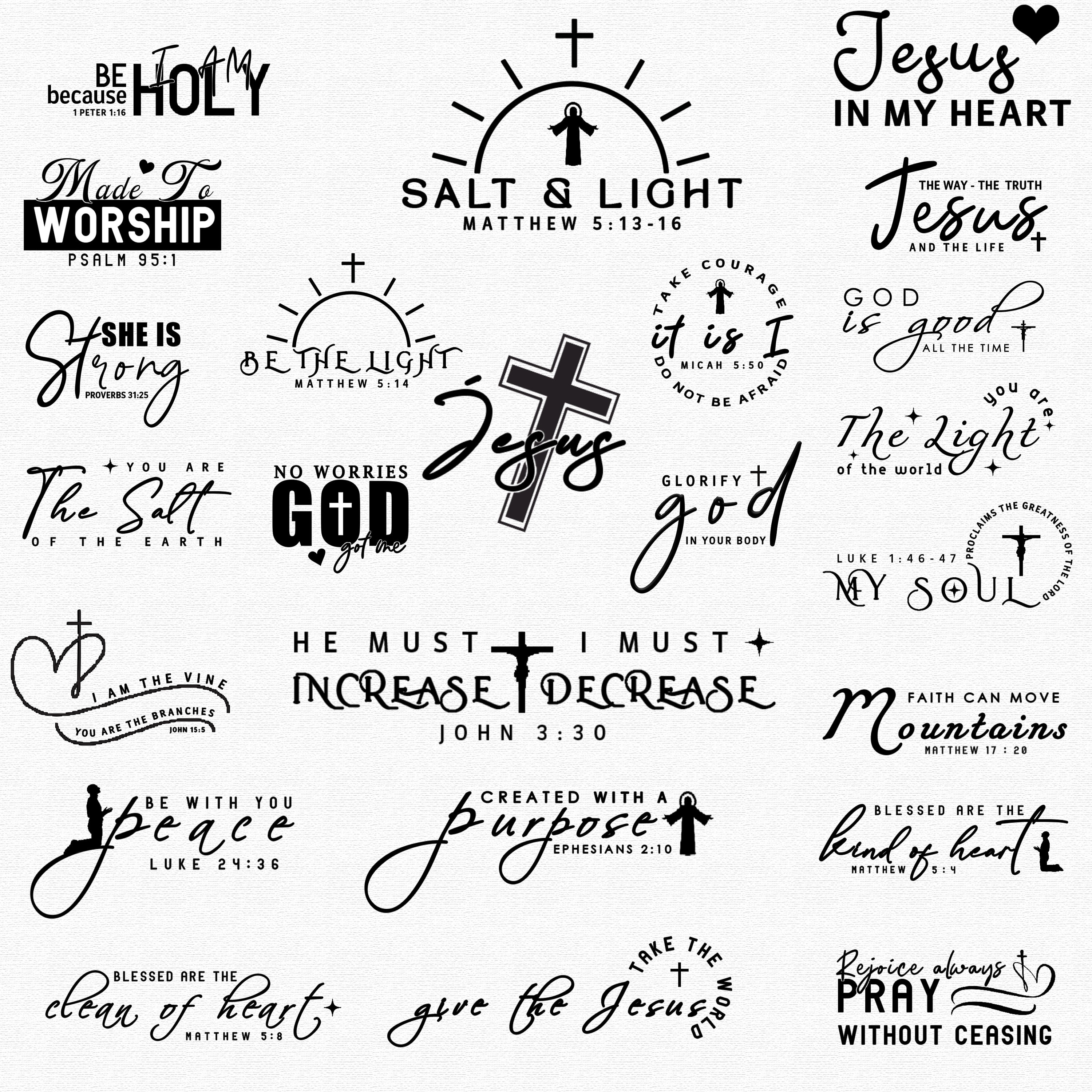 30 Christian Quotes PNG Sublimation Bundle God Jesus Psalm Love Faith ...