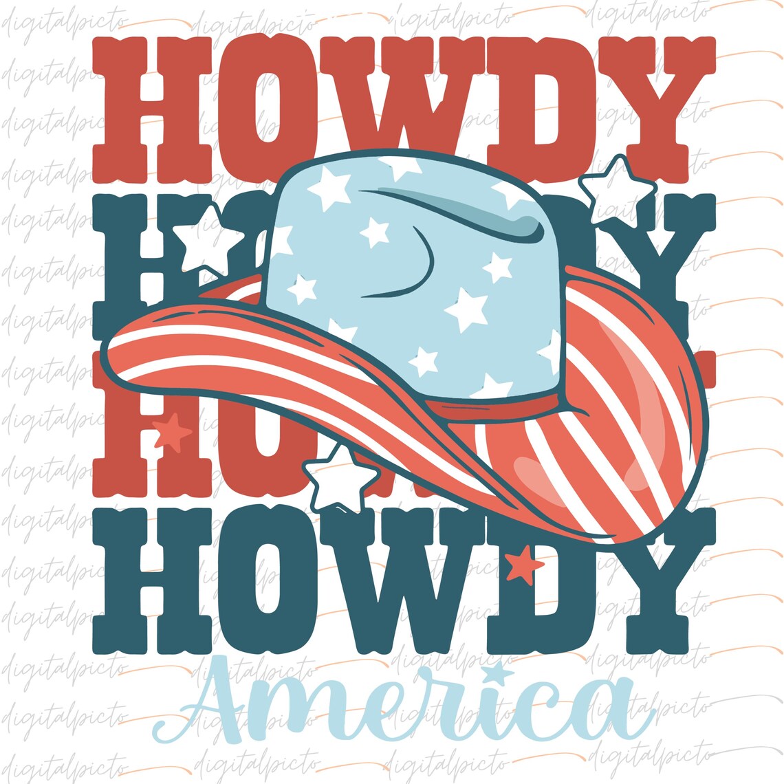 Howdy America PNG, Patriotic Cowboy Hat Clipart for Sublimation - Etsy