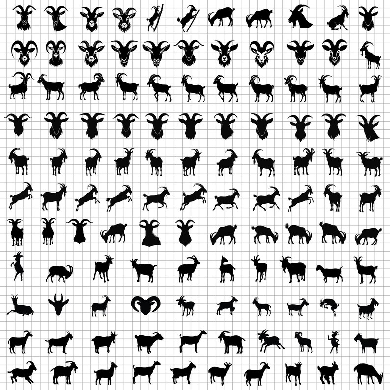 200+ Goat Silhouette PNG Bundle - Farm Animal Silhouette, Goat Clipart ...