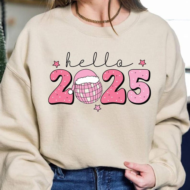 Hello 2025 PNG, Pink Disco Ball New Year Digital Download, Festive ...