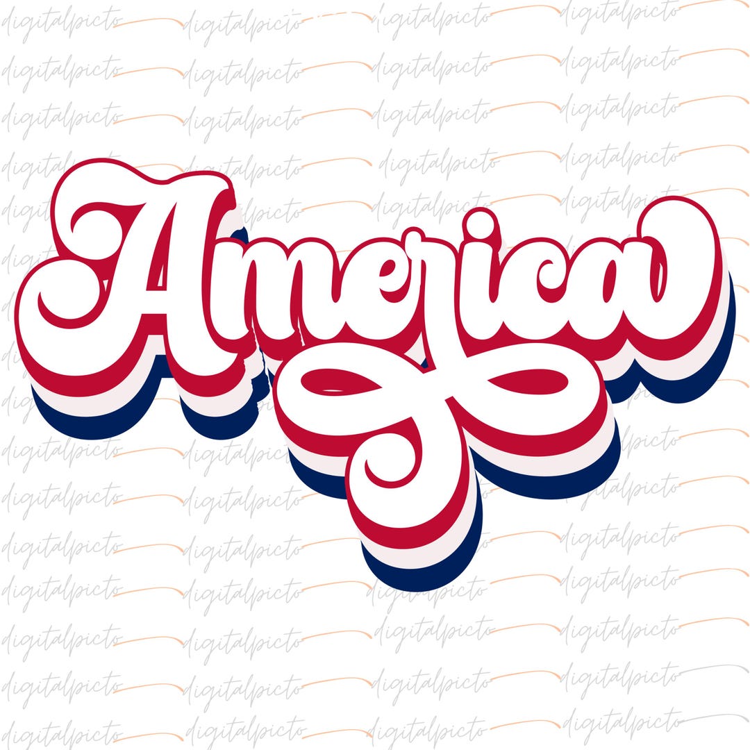 Vintage 3D America Text PNG, Patriotic Sublimation Design Clipart - Etsy
