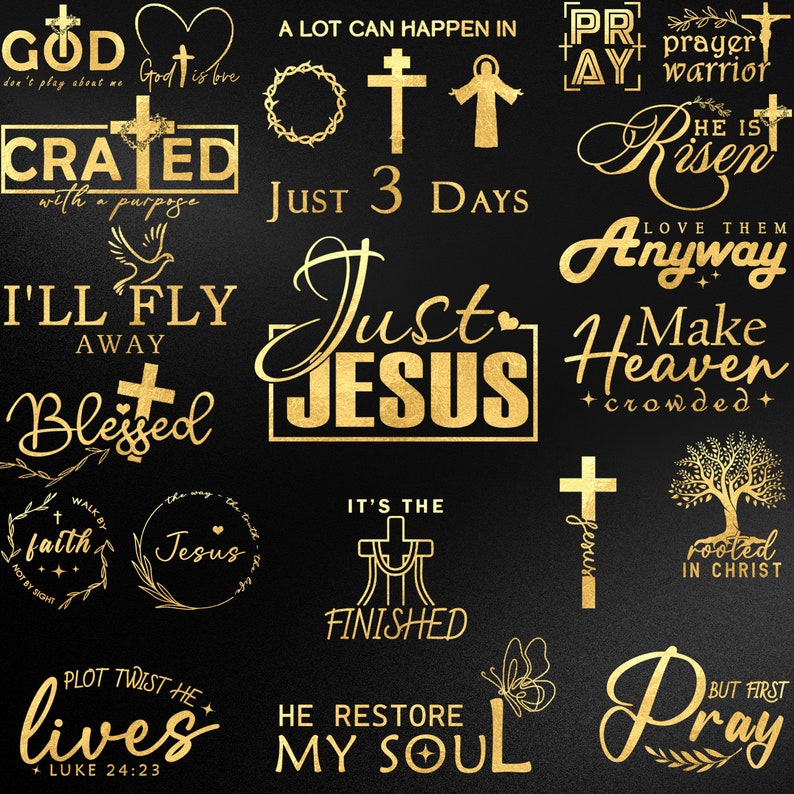 Gold Christian Design PNG Text Mega Bundle Unbelievably Blessed ...