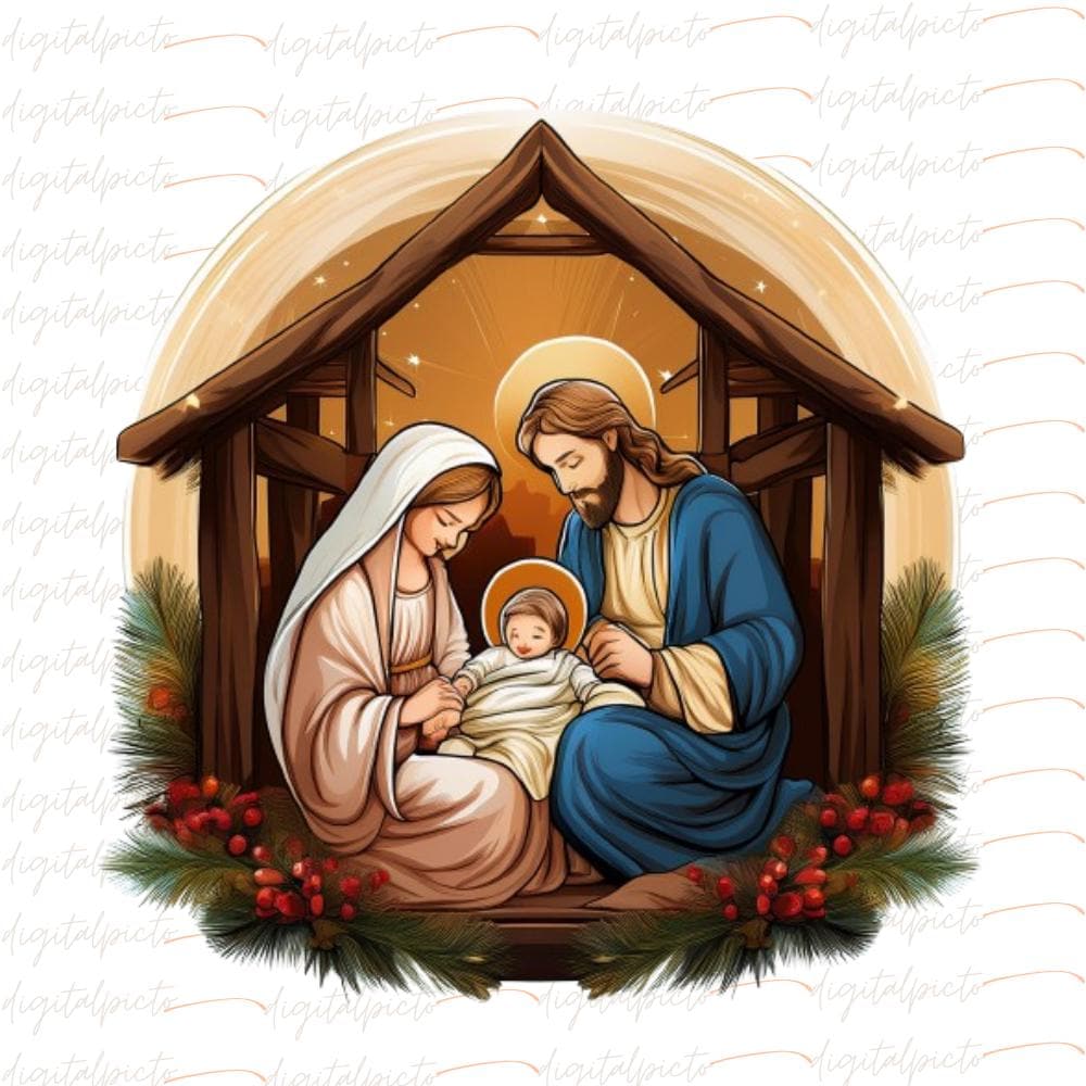 Christmas Nativity Scene PNG, Holy Family Digital Download, Faithful ...