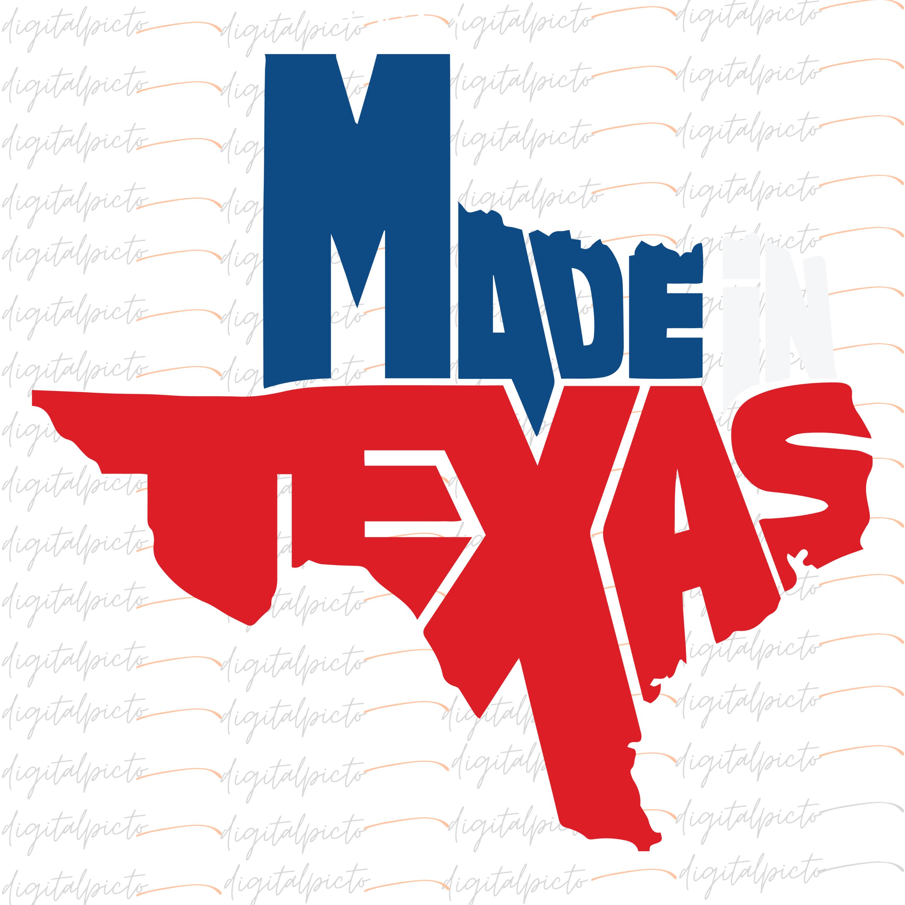 Bold Made in Texas State Outline PNG - Etsy