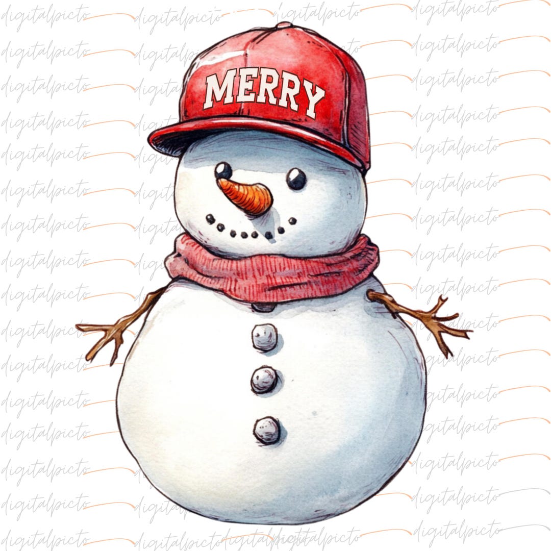Vintage Snowman PNG, Christmas Sublimation Clipart Design - Etsy