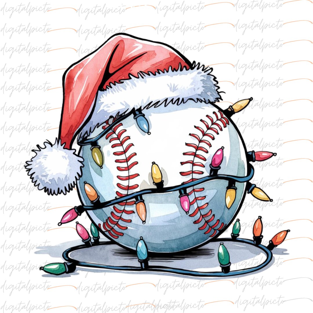 Holiday Baseball Clipart PNG, Festive Baseball Sublimation Art ...
