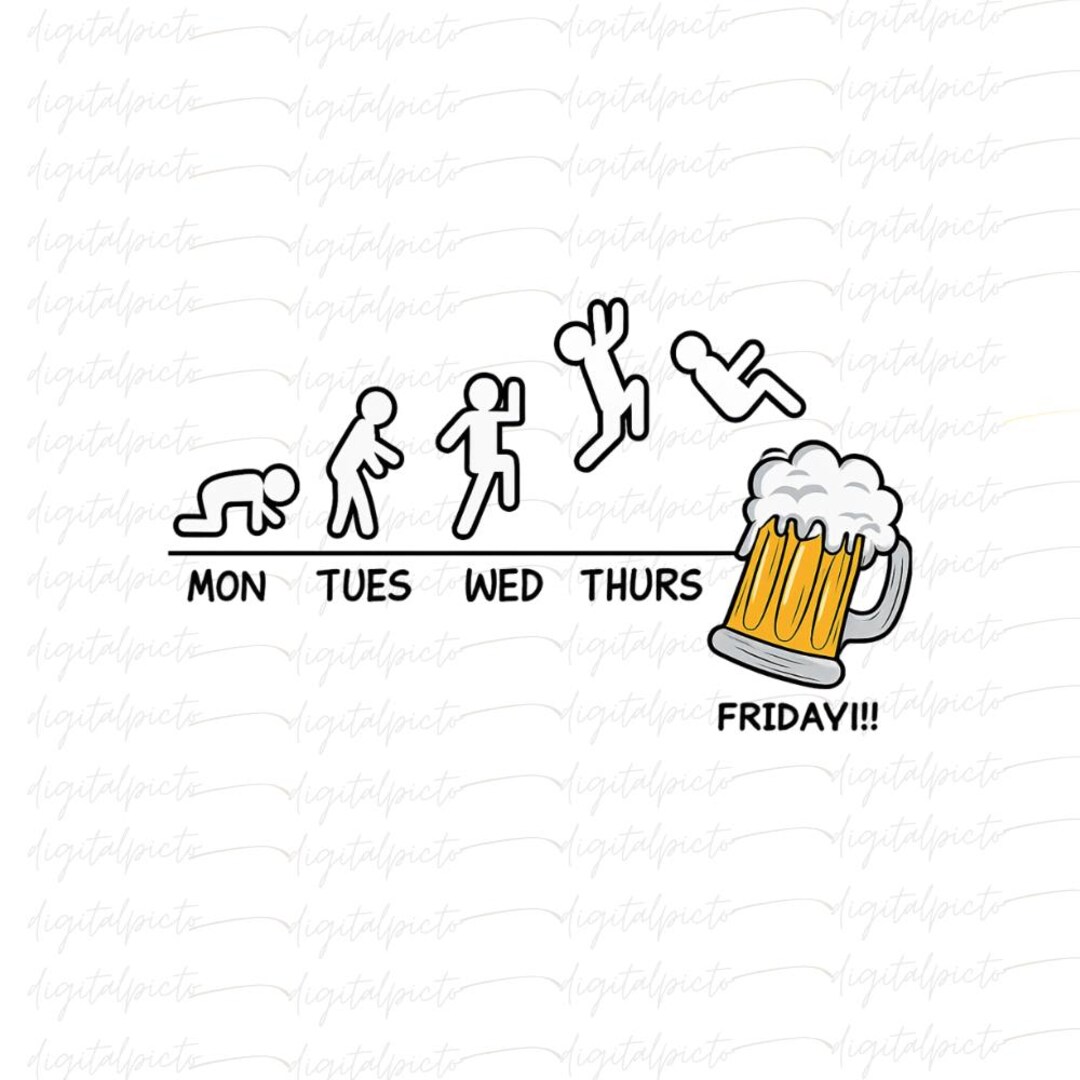Friday Beer Mug Evolution PNG – Weekday Stick Figure Progression to ...