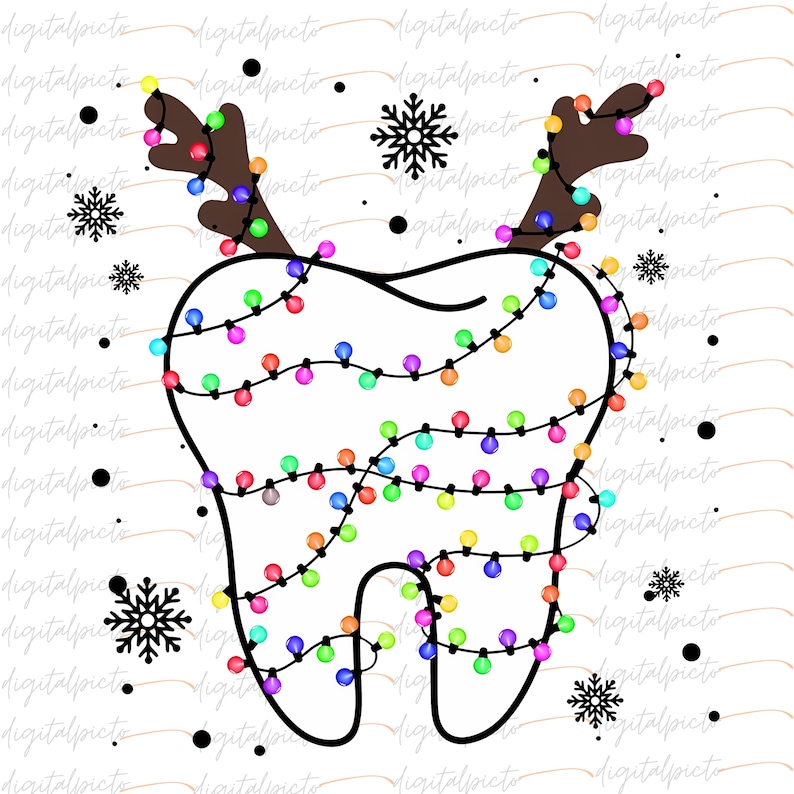 Holiday Tooth | Festive Dental Design With Reindeer Antlers - Etsy
