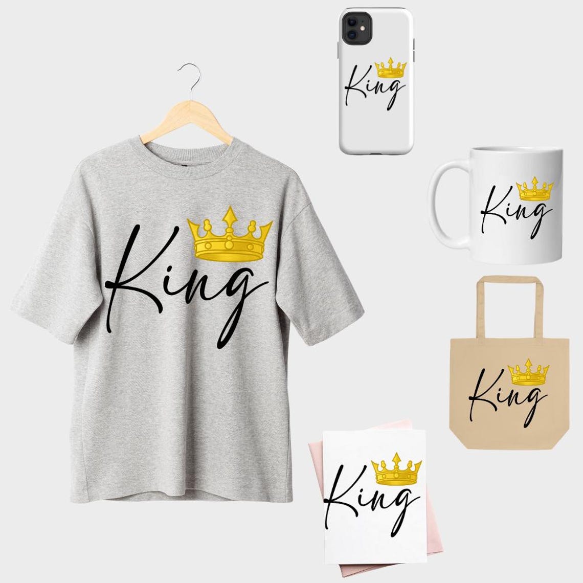 King PNG – Elegant Gold Crown With Script Sublimation Design for Royal ...