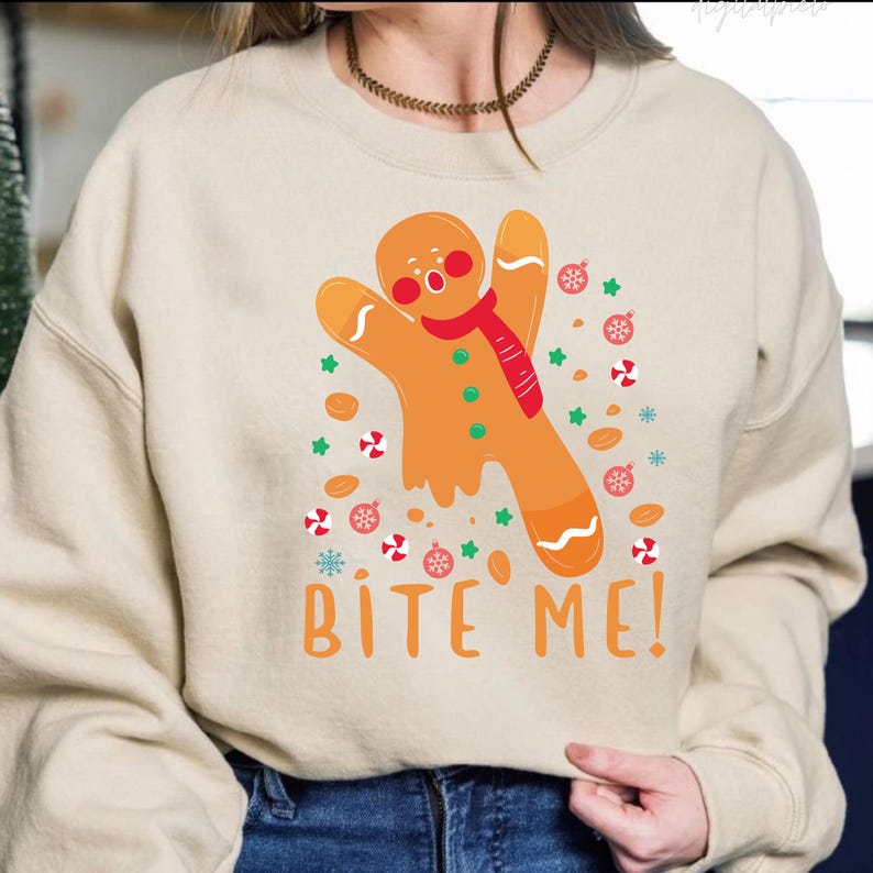 Funny Gingerbread Man "bite Me!" Christmas PNG– Festive Holiday Design ...