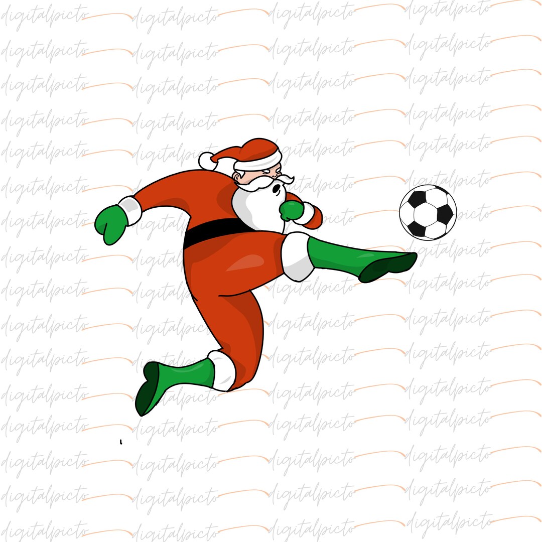 Santa Playing Soccer Sublimation PNG, Festive Sports Christmas Clipart ...