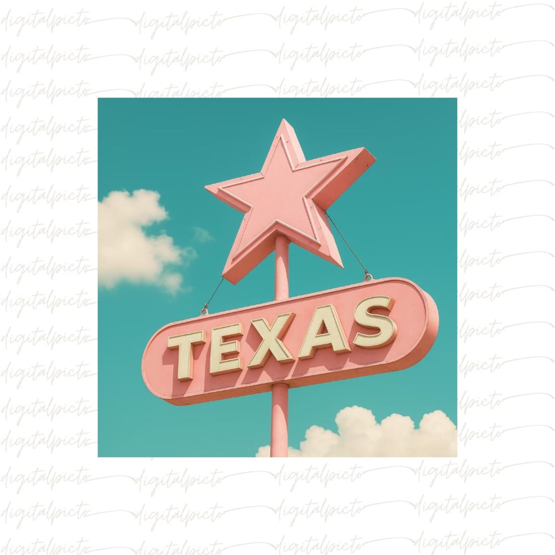 Texas Star Sign PNG – Retro Pink Roadside Sign Clipart – Vintage ...