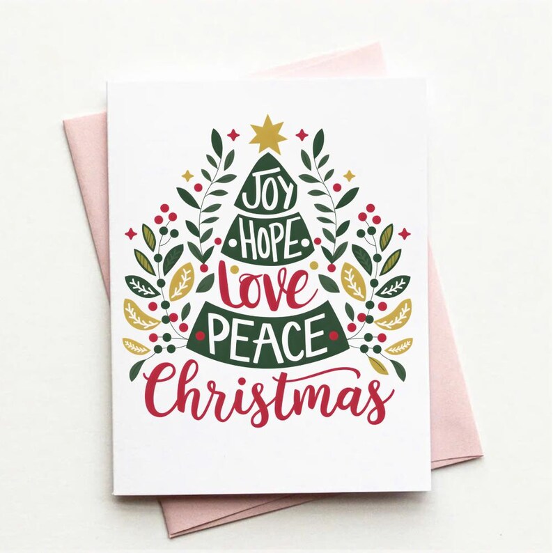 Boho Christmas Tree PNG, Joy Hope Love Peace Holiday Decor, Christmas ...