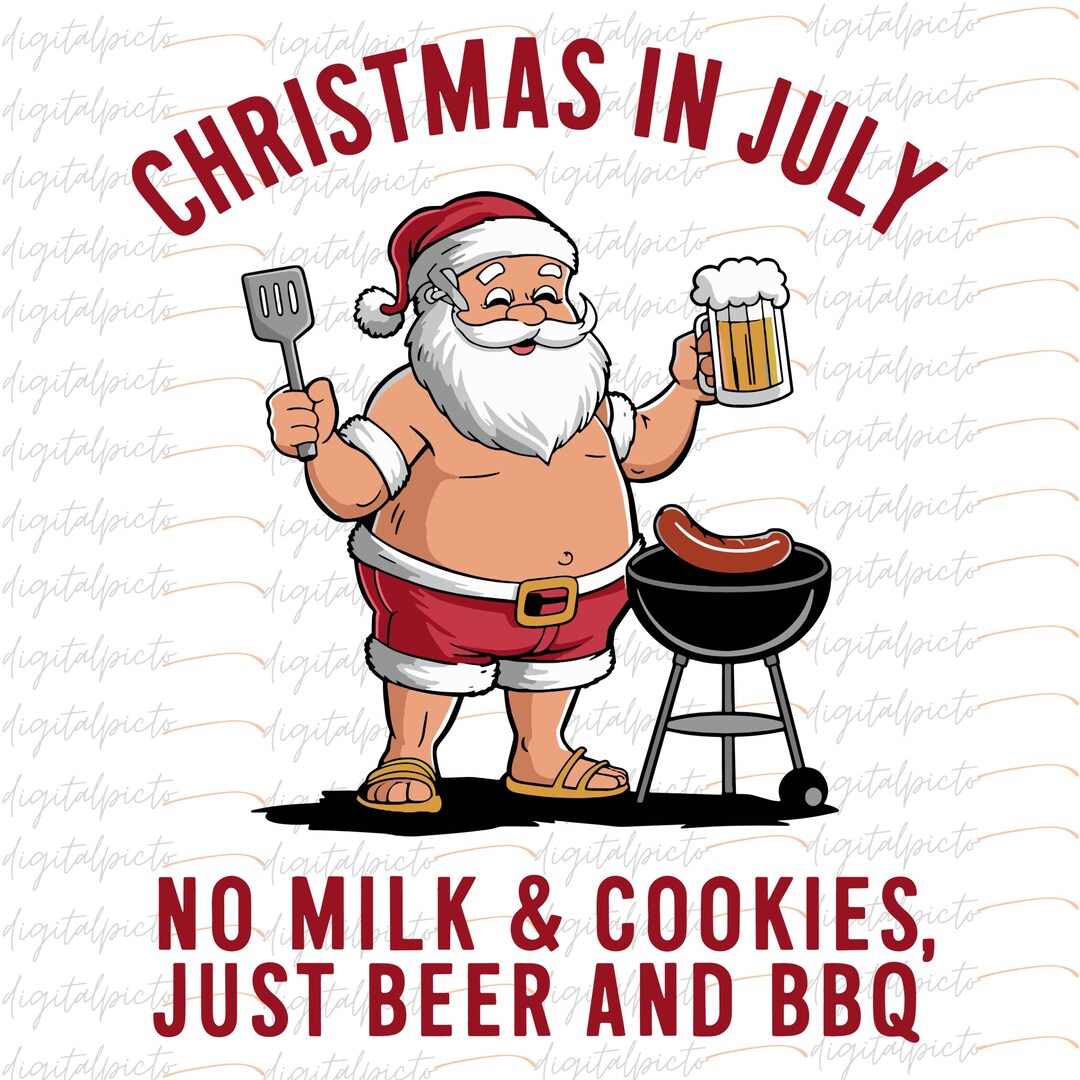 Christmas in July Santa BBQ PNG, Festive Summer Holiday Digital ...