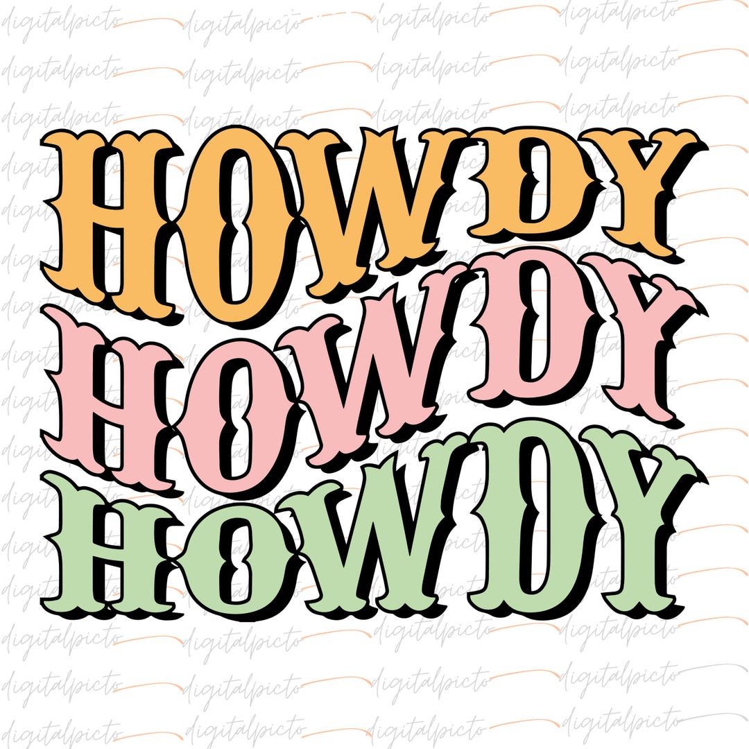 Retro Pastel Howdy Typography PNG - Etsy