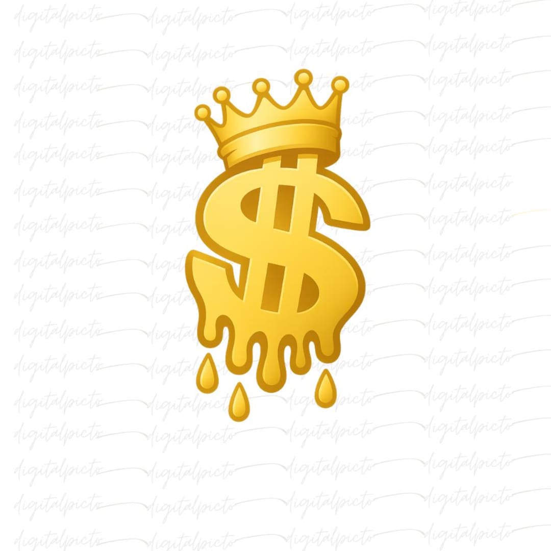 Melting Dollar Sign PNG – Dripping Gold Money Symbol With Crown for ...