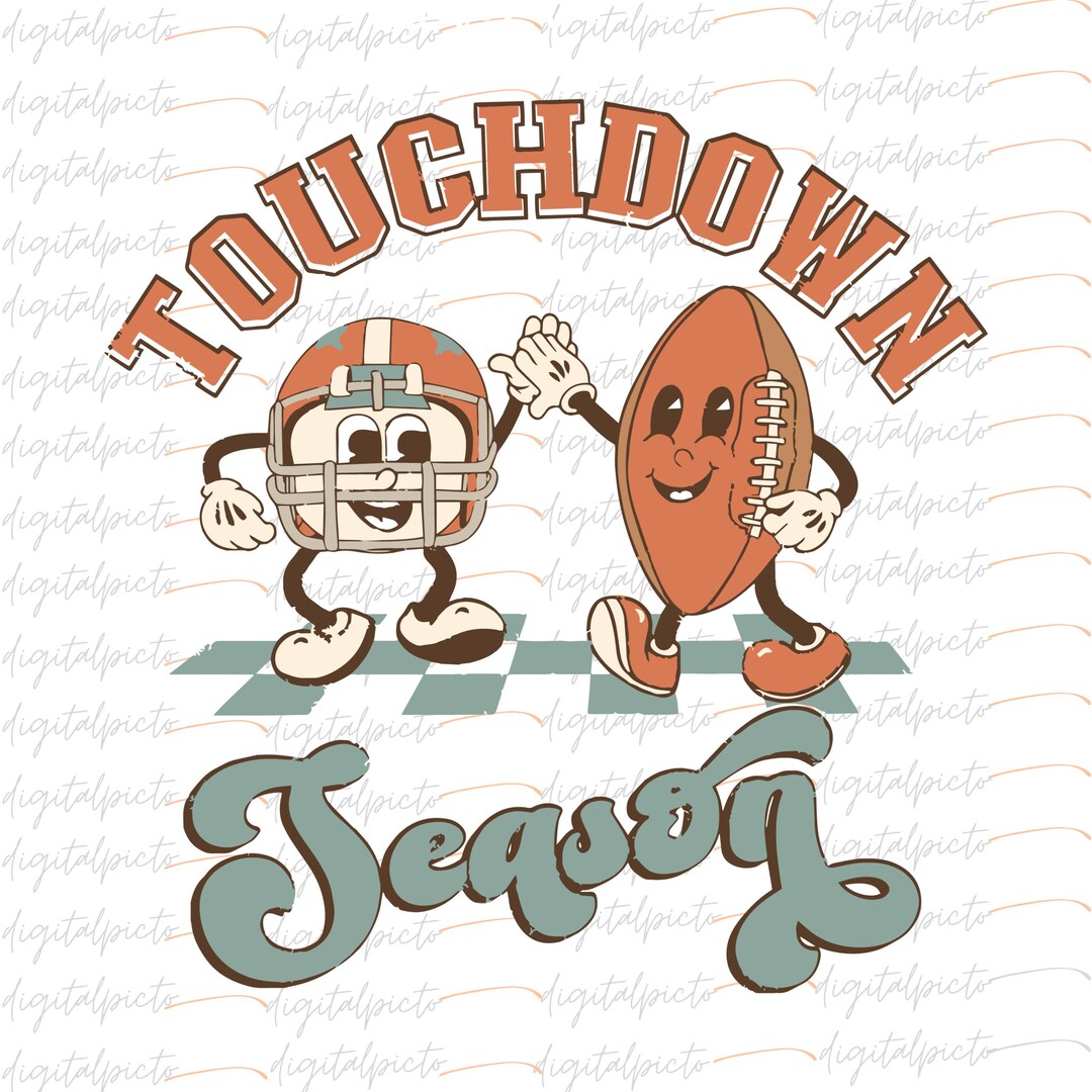 Touchdown Season Retro Football Cartoon PNG - Etsy